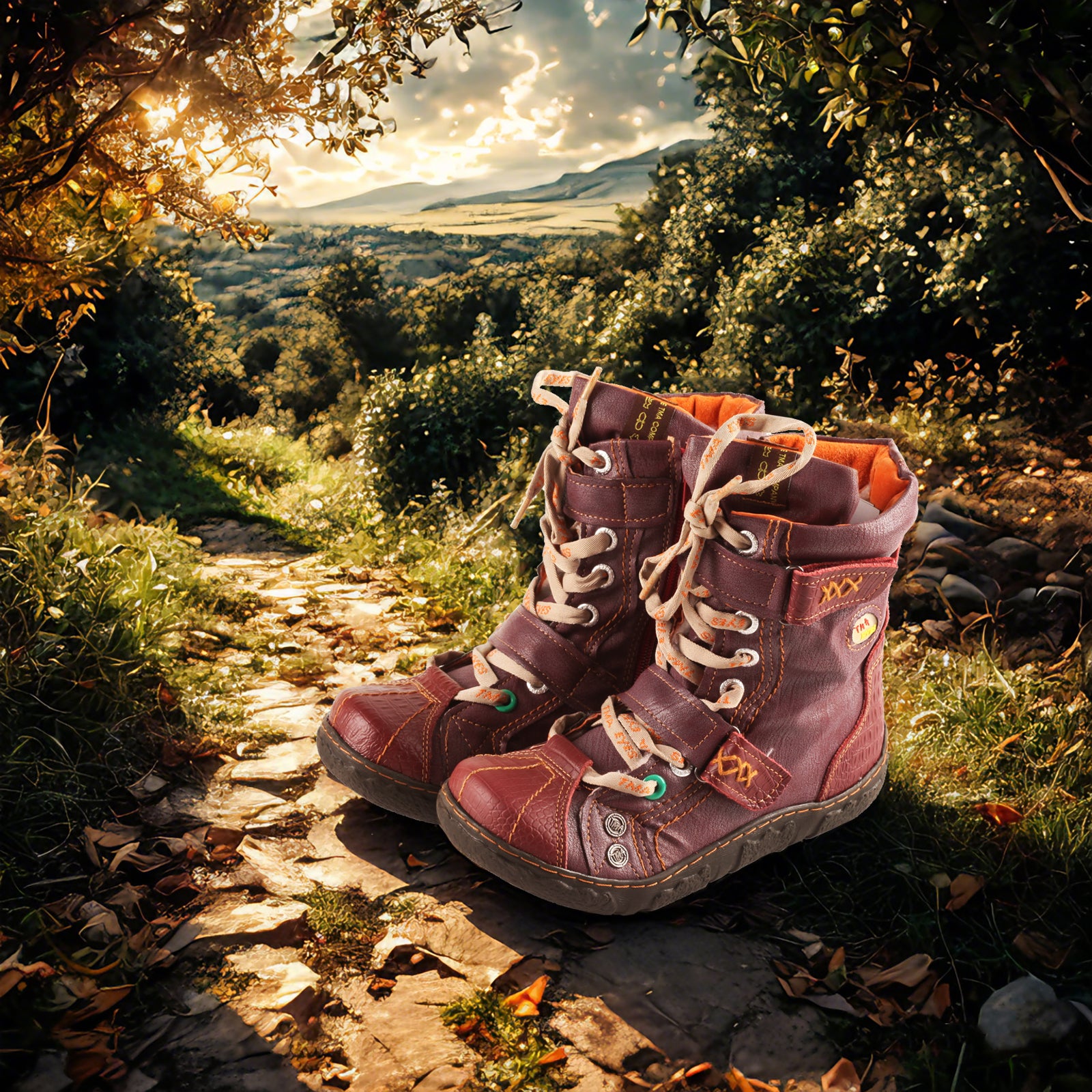 TMA EYES Double-Strape Washed PU Leather Women's Boot With Faux Fur Li