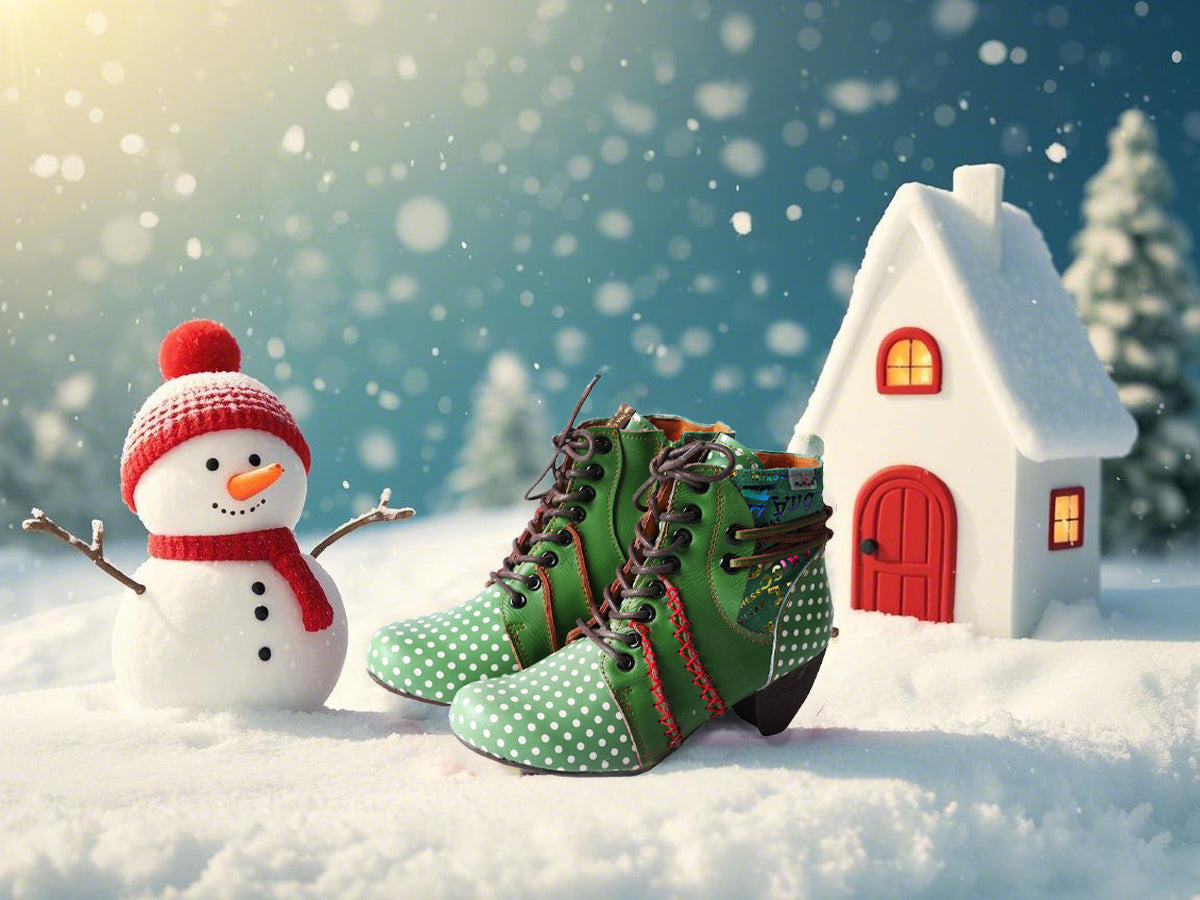 Step into Style and Comfort: Discover TMA EYES Polka Dot Leather Boots