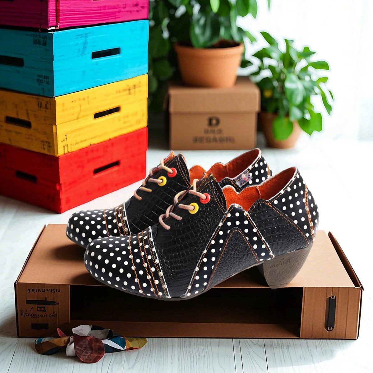 TMA EYES Polka Dot Leather Shoes – A Perfect Blend of Elegance and Com