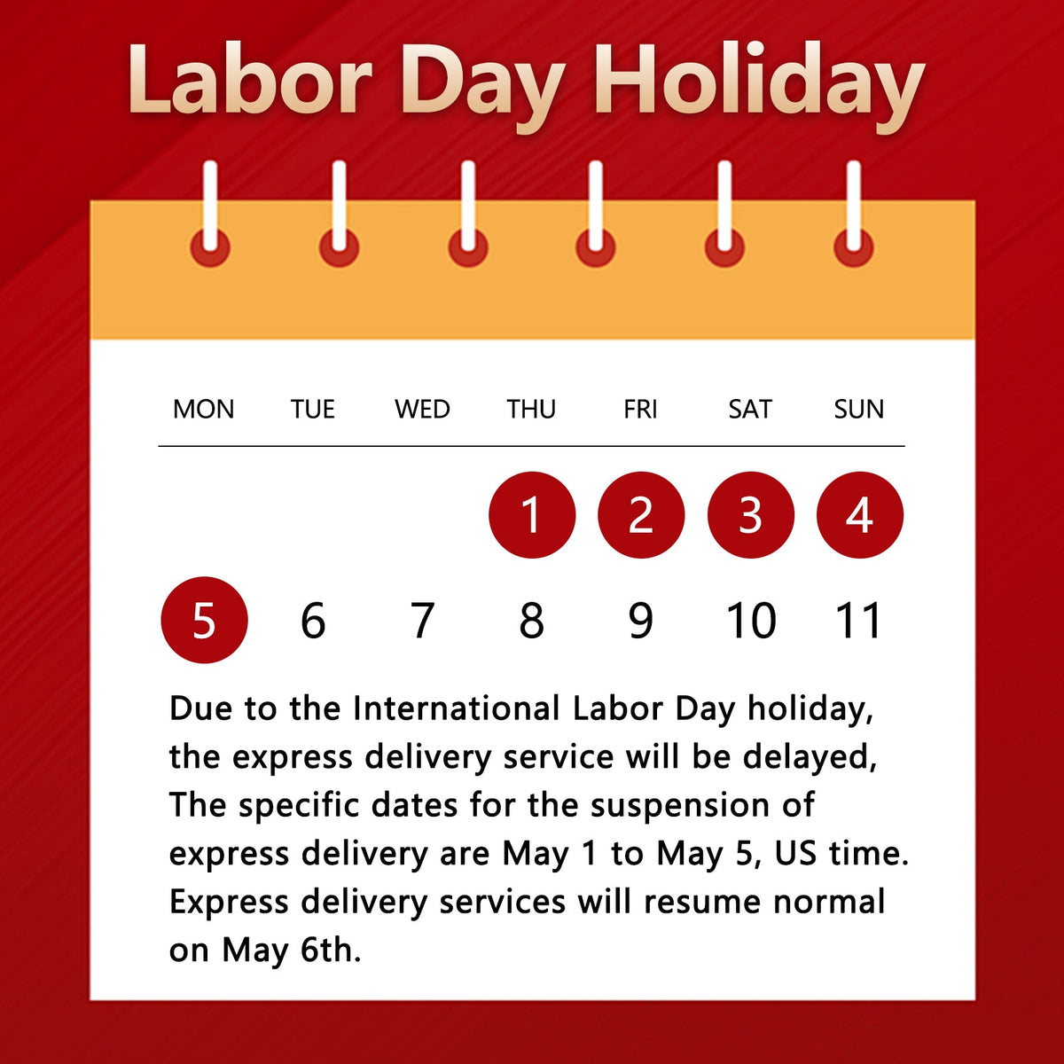 📢 TMA EYES International Labor Day Shipping Notice 🛍️🌍