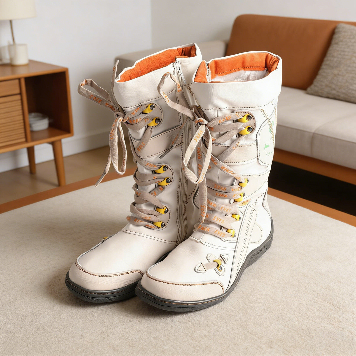 Creamy White Patchwork Boots: The Cozy-Chic Fall/Winter Must-Have That ...